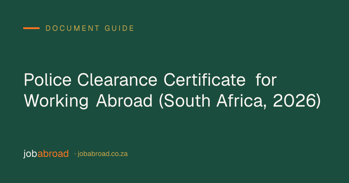 Police Clearance Certificate for Working Abroad (South Africa, 2026 ...